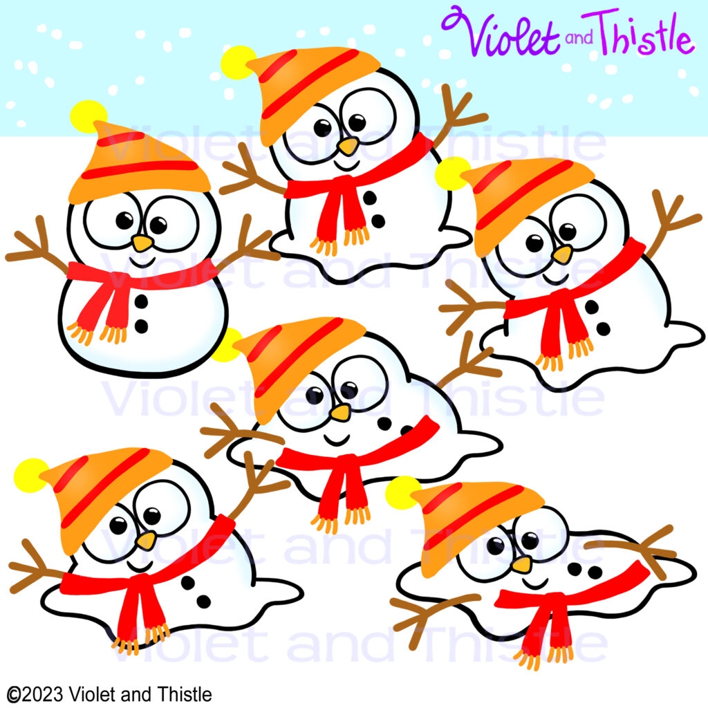 Build a Snowman Clipart Melting Snowman Sequence Clip Art BUNDLE ...