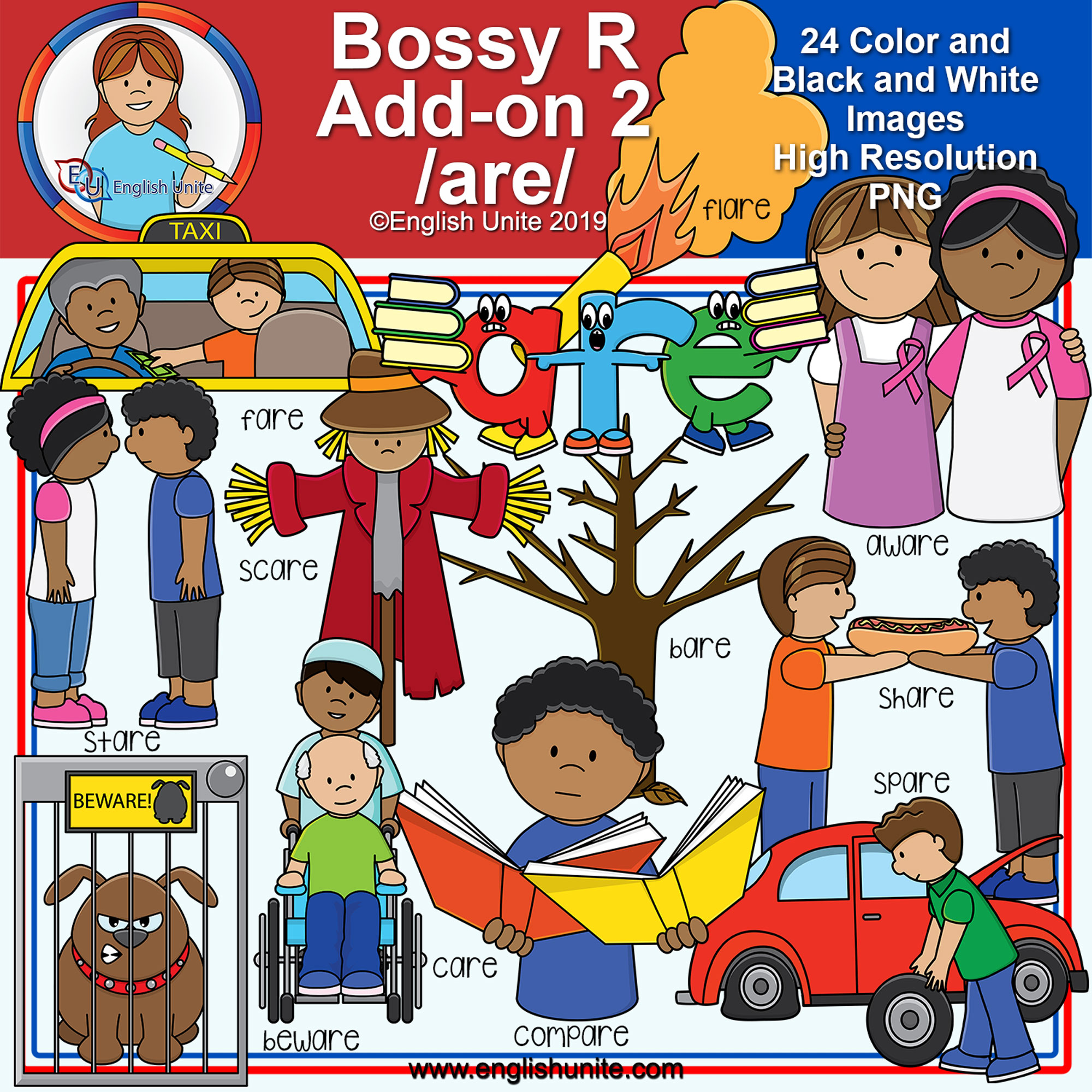 Clip Art - R Controlled Vowels - Bossy R Add-On Pack 2 (ARE) | Made By ...