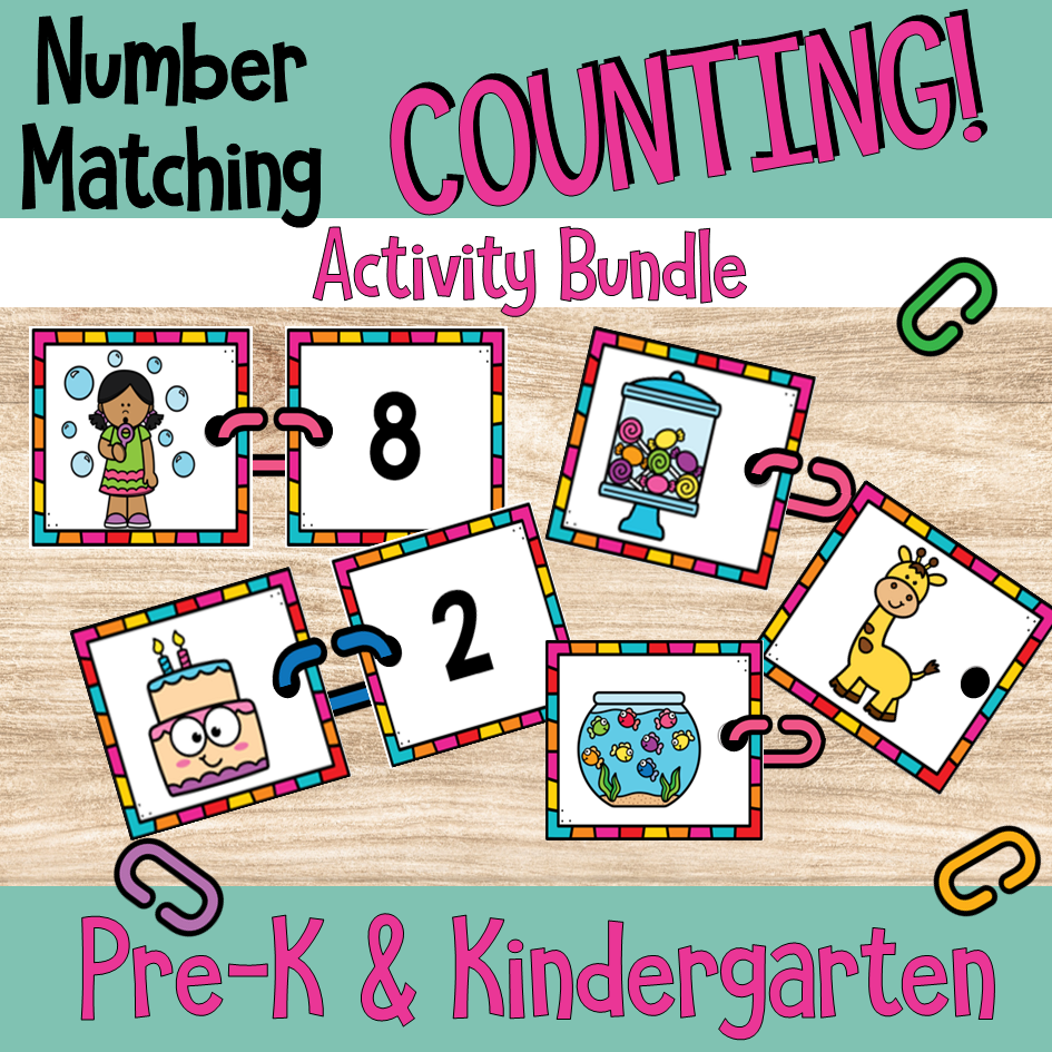 Easy Number Match Counting Links Bundle For Pre-K and Kindergarten ...