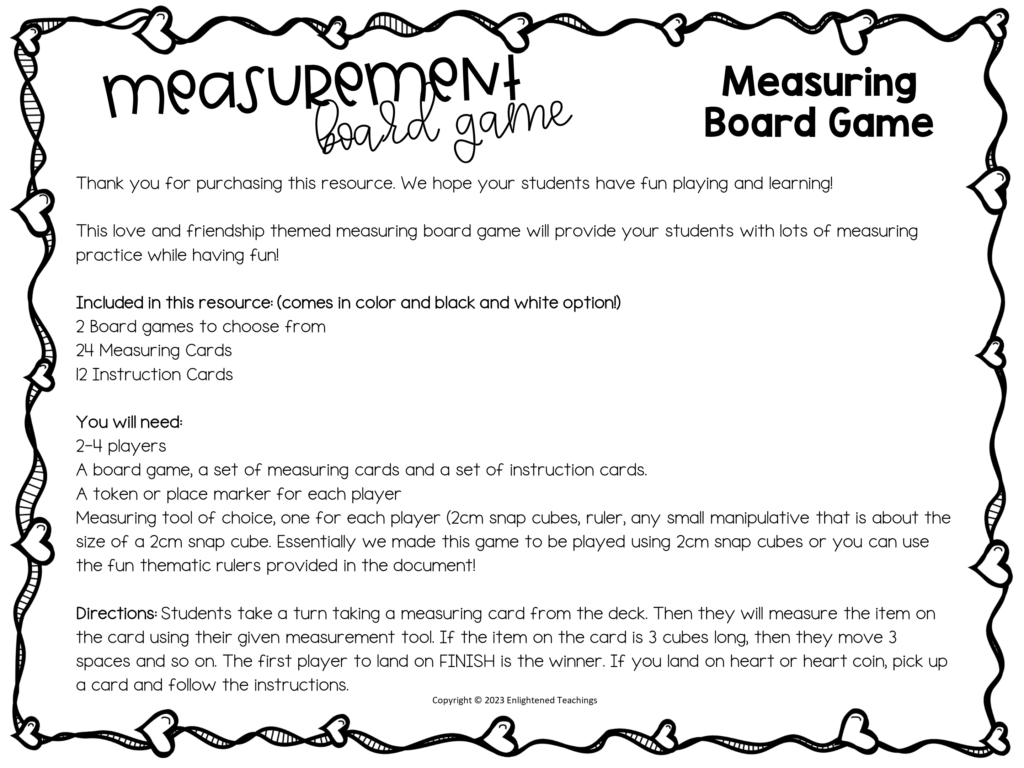 Measurement Games Non Standard Measuring Valentines Measuring ...