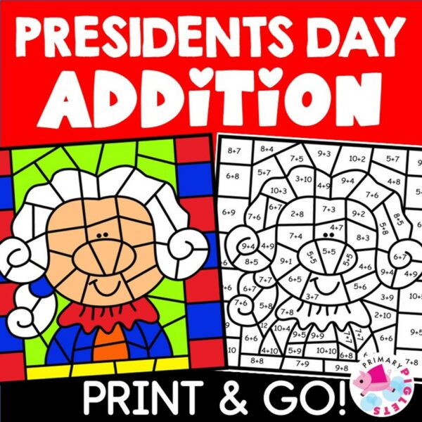 Presidents Day Color by Number Addition | Made By Teachers