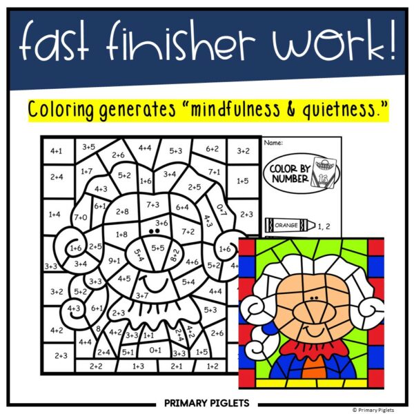 Presidents Day Color by Number Addition | Made By Teachers