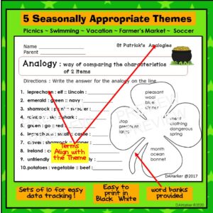 March Speech Therapy Upper Elementary Vocabulary & Grammar Themed ...