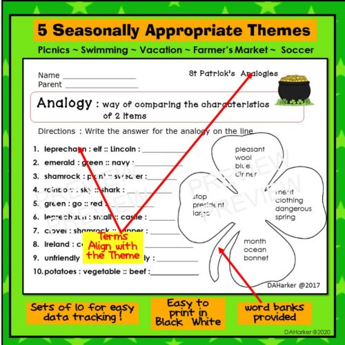 March Speech Therapy Upper Elementary Vocabulary & Grammar Themed ...