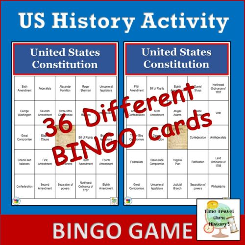 United States Constitution BINGO Review Game Activity: Articles of ...