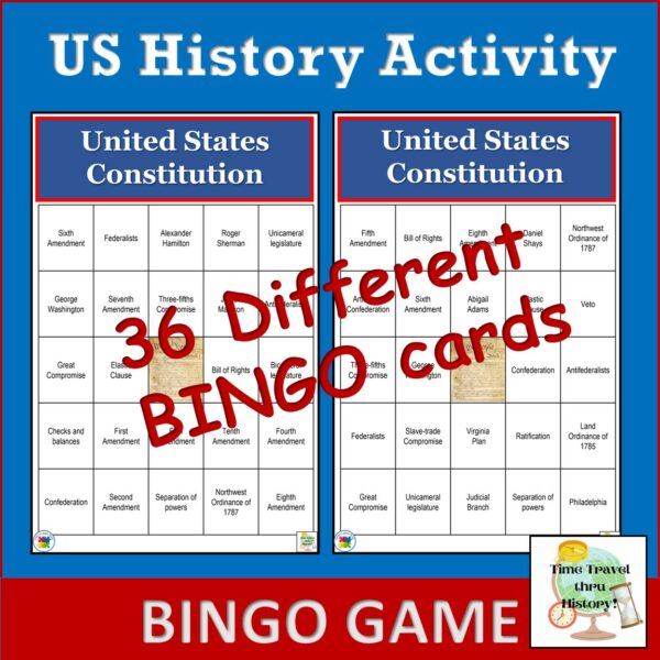 United States Constitution BINGO Review Game Activity: Articles of ...