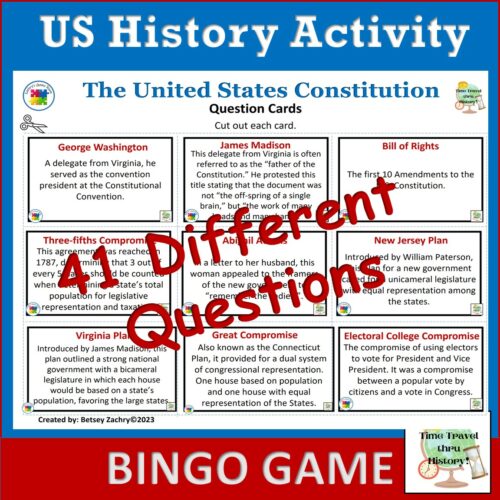 United States Constitution BINGO Review Game Activity: Articles of ...