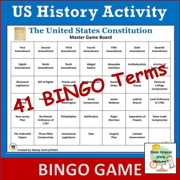 United States Constitution BINGO Review Game Activity: Articles of ...