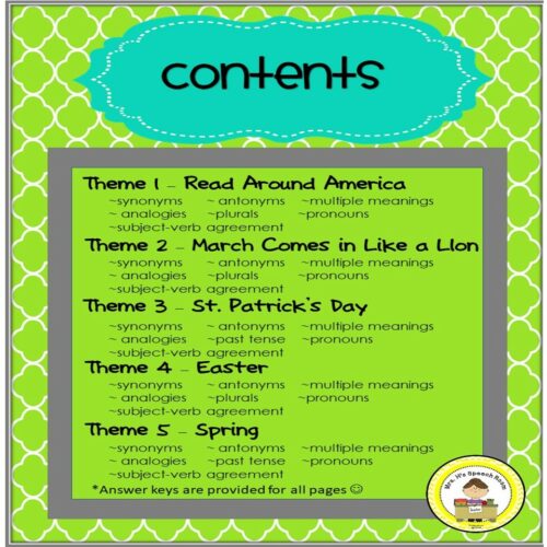 March Language and Vocabulary Printables for Middle School Speech ...