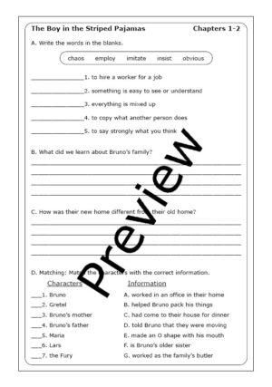 John Boyne "The Boy in the Striped Pajamas" worksheets | Made By Teachers