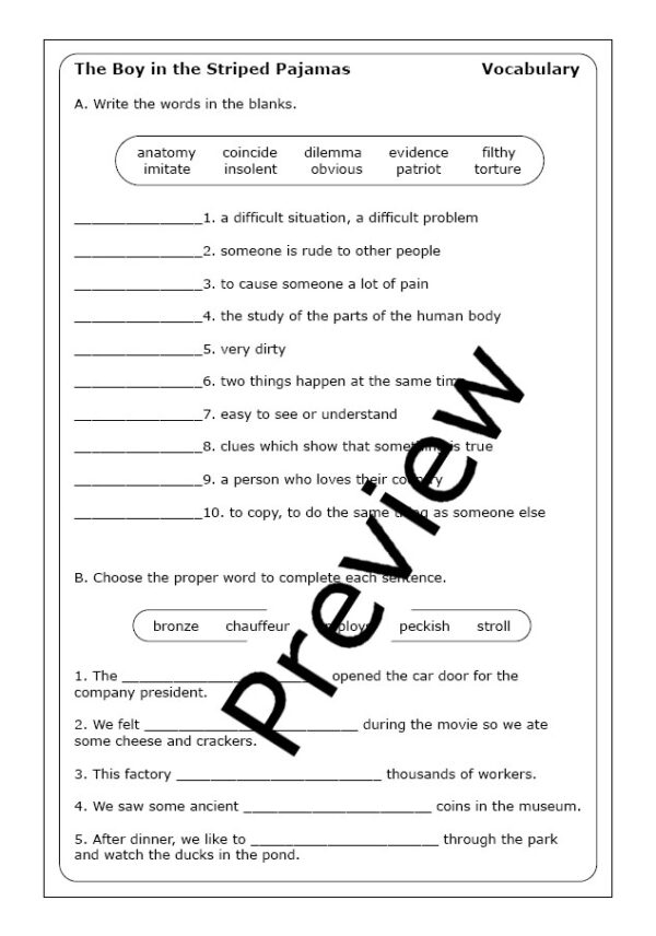 John Boyne "The Boy in the Striped Pajamas" worksheets | Made By Teachers