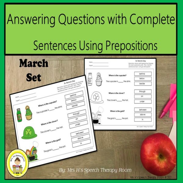 Prepositions in Speech Therapy with March Themes | Made By Teachers