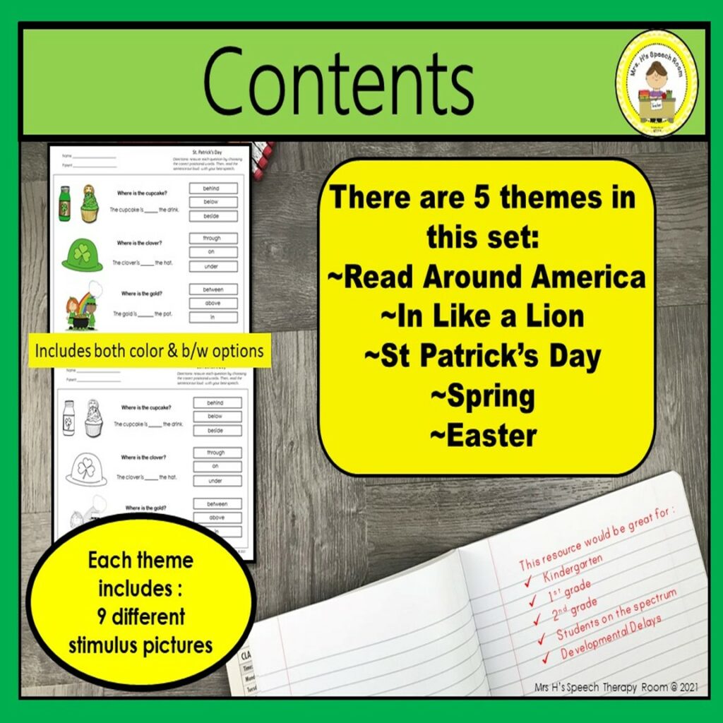 Prepositions in Speech Therapy with March Themes | Made By Teachers