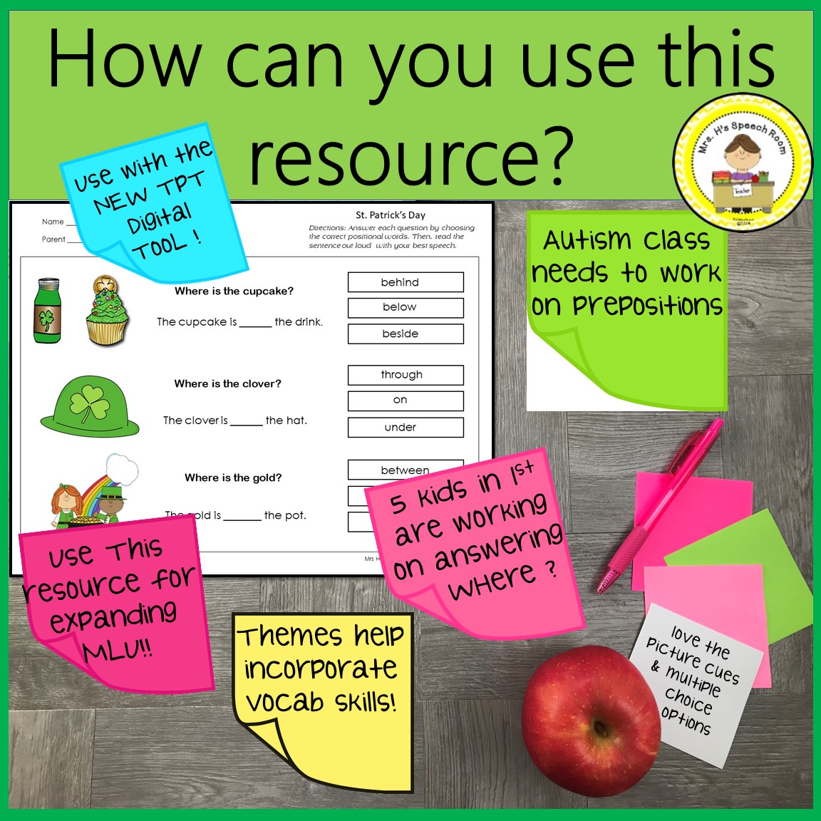 Prepositions in Speech Therapy with March Themes | Made By Teachers