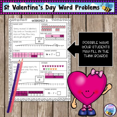 Valentine's Day Word Problems | Addition and Subtraction Within 20 ...