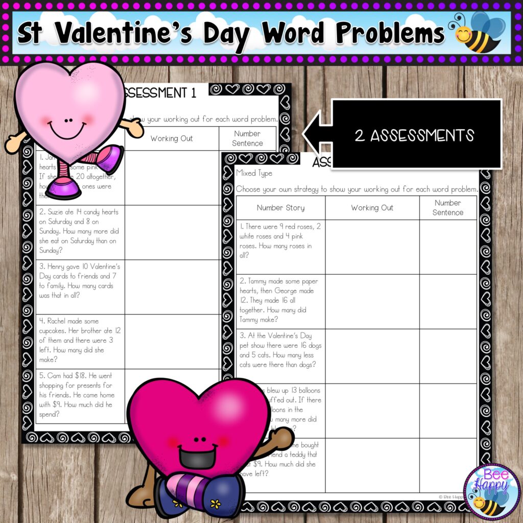Valentine's Day Word Problems | Addition and Subtraction Within 20 ...