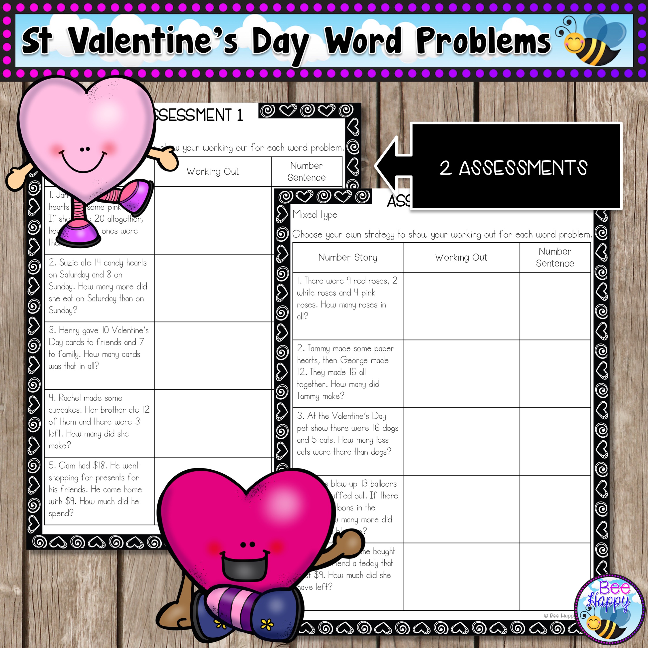 Valentine's Day Word Problems | Addition and Subtraction Within 20 ...
