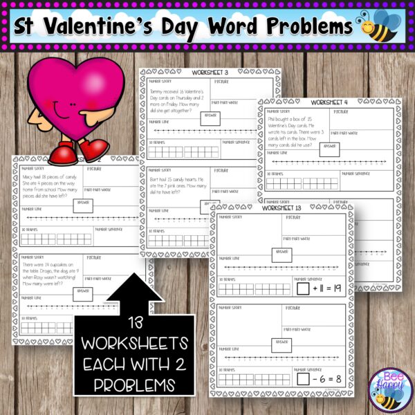 Valentine's Day Word Problems | Addition and Subtraction Within 20 ...