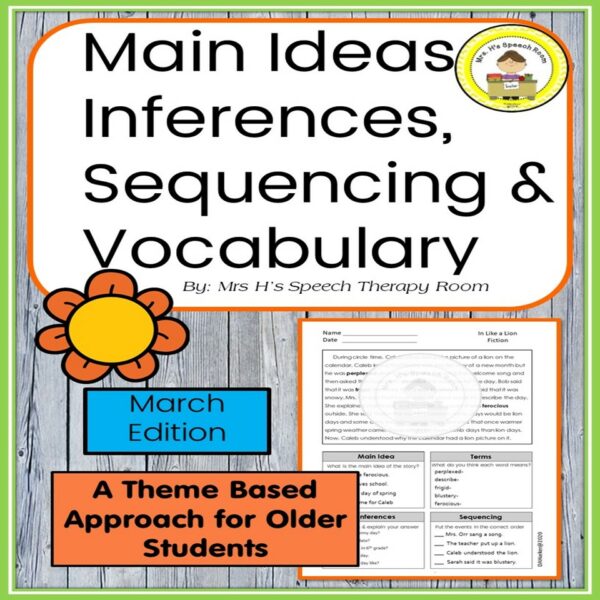 Main Idea, Inferences, Sequencing & Vocabulary in Middle School Speech ...