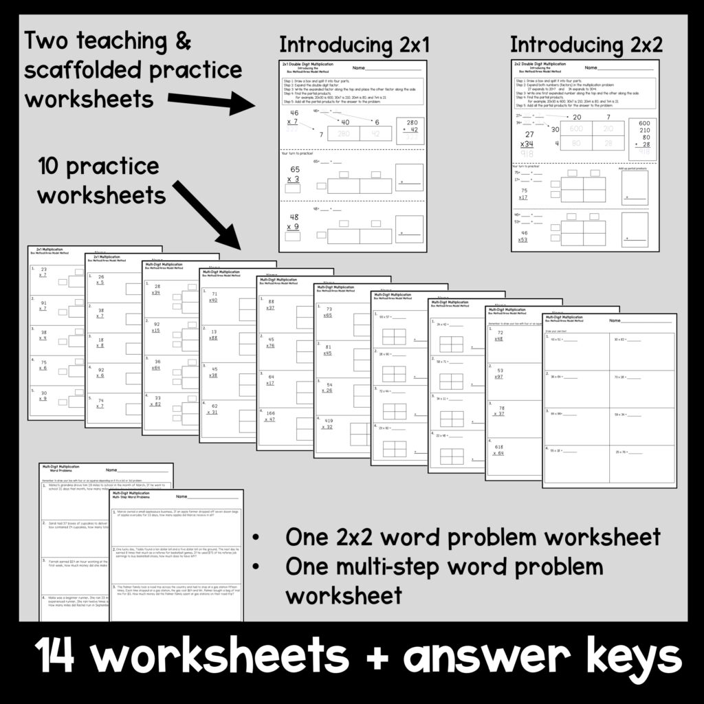 Two Digit Multiplication Box Method | Area Model Multiplication | Made ...