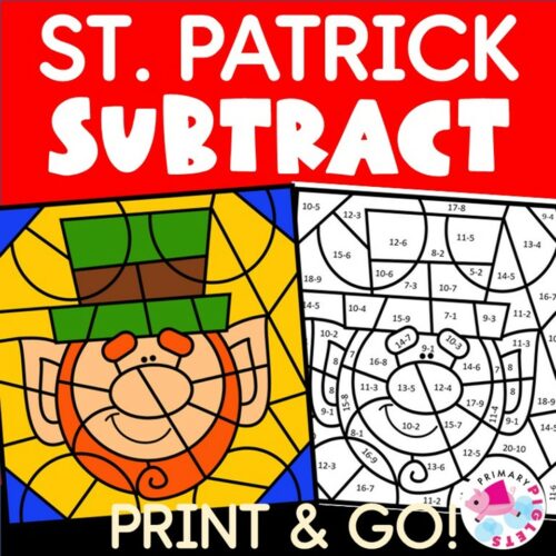 ST. PATRICK'S DAY COLOR BY NUMBER CODE CODE SUBTRACTION | Made By Teachers