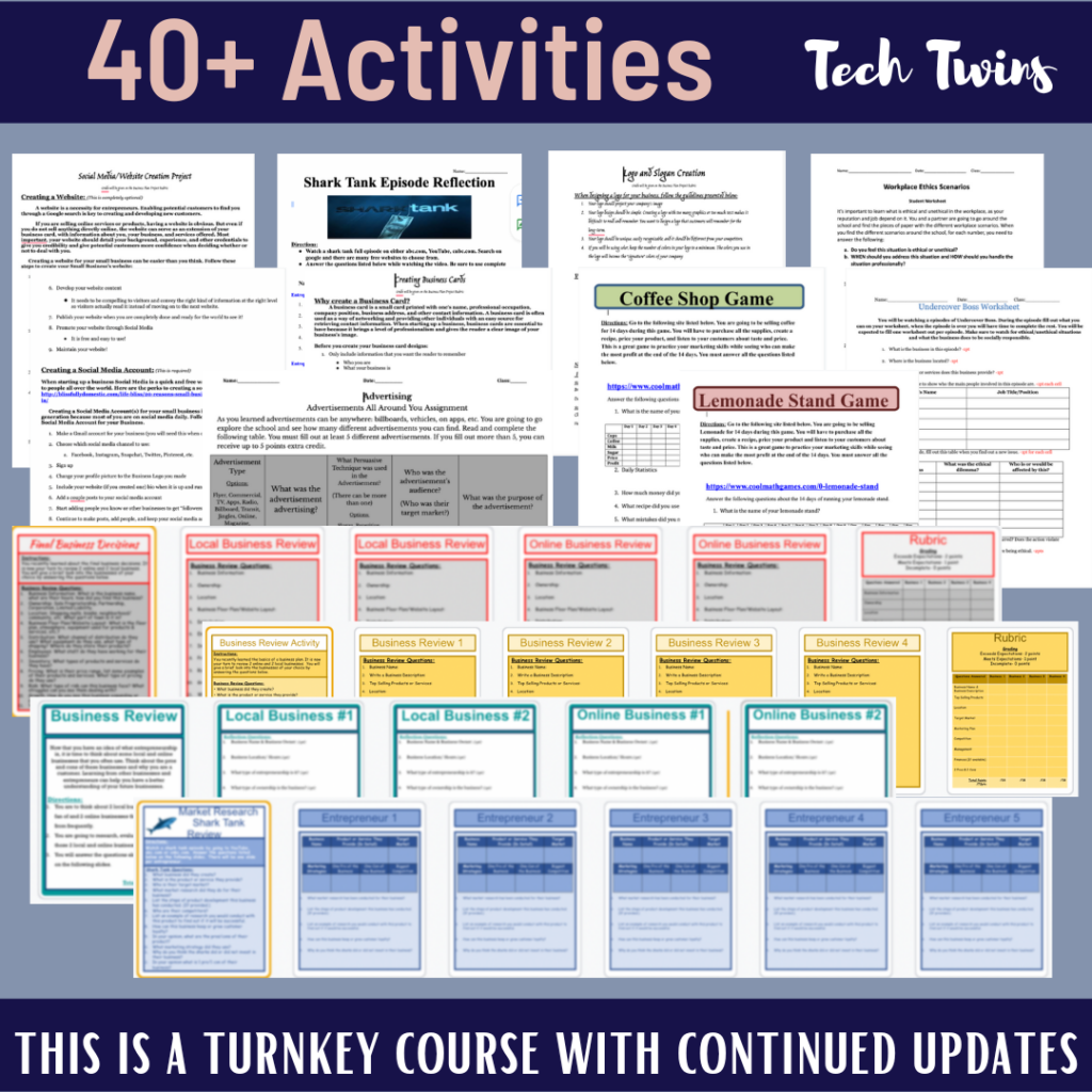 Entrepreneurship Course & Bundle- Full Year (TURNKEY) | Made By Teachers