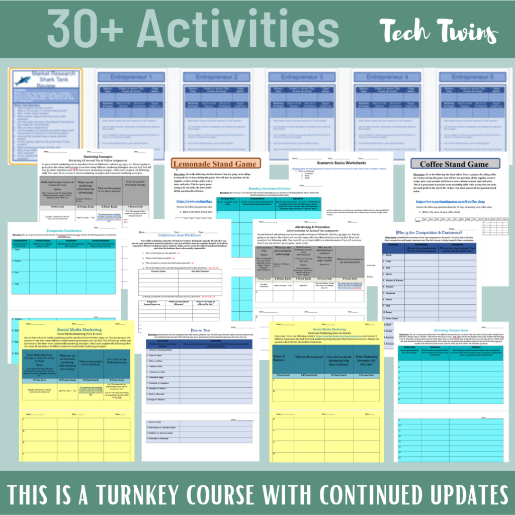 Marketing Course & Bundle- Full Year (TURNKEY) | Made By Teachers