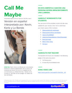 Call Me Maybe in Spanish: Song to Practice Listening Comprehension ...
