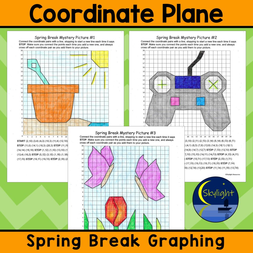 Spring Break Coordinate Plane Math Mystery Graphing Pictures in ...