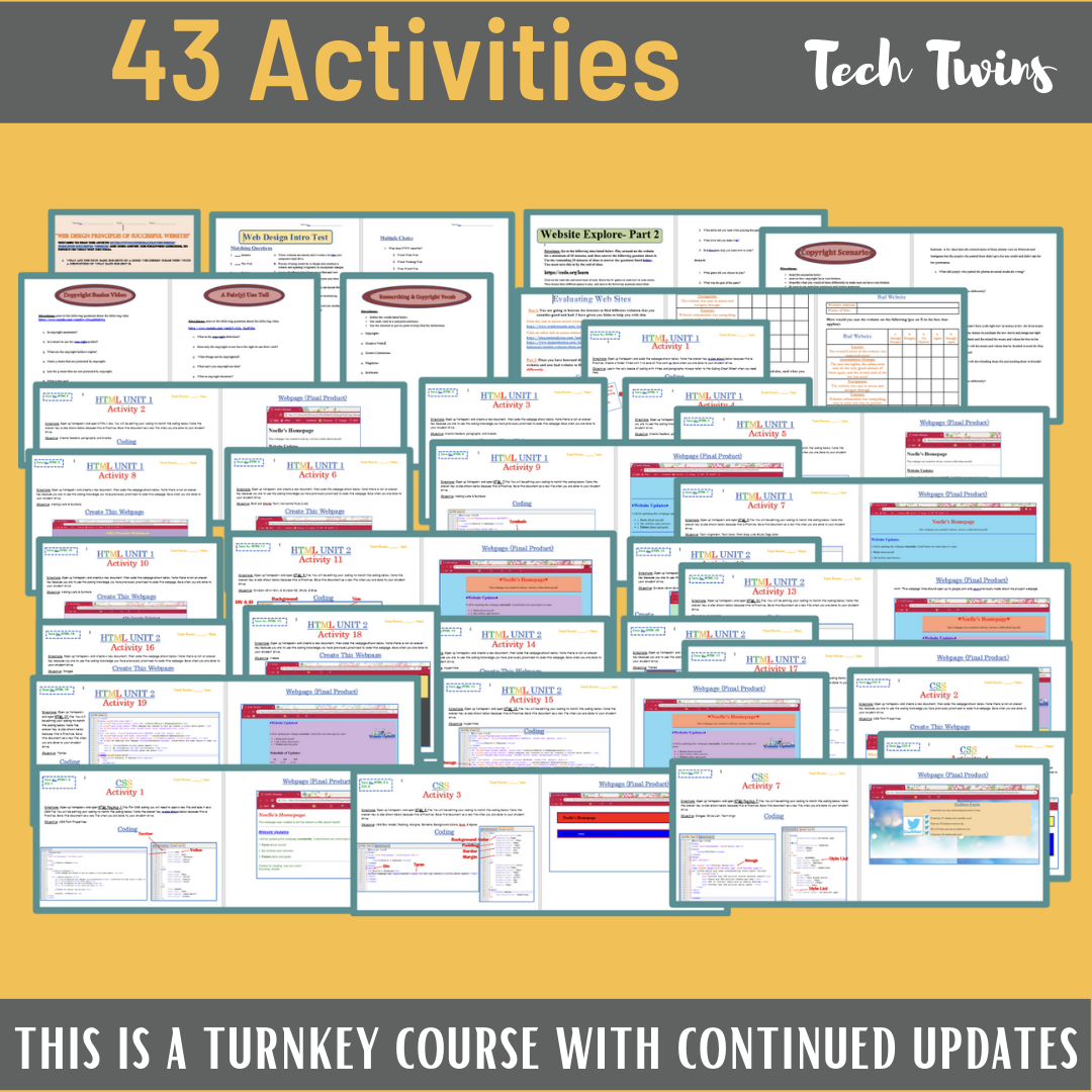Web Design Course & Bundle- Full Year (TURNKEY) | Made By Teachers