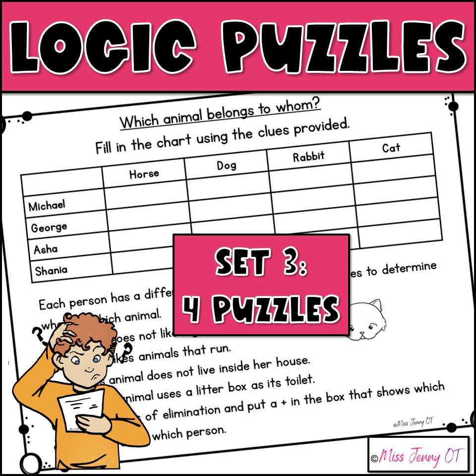 Executive Functioning Activities Logic Puzzle Worksheets for Kids ...