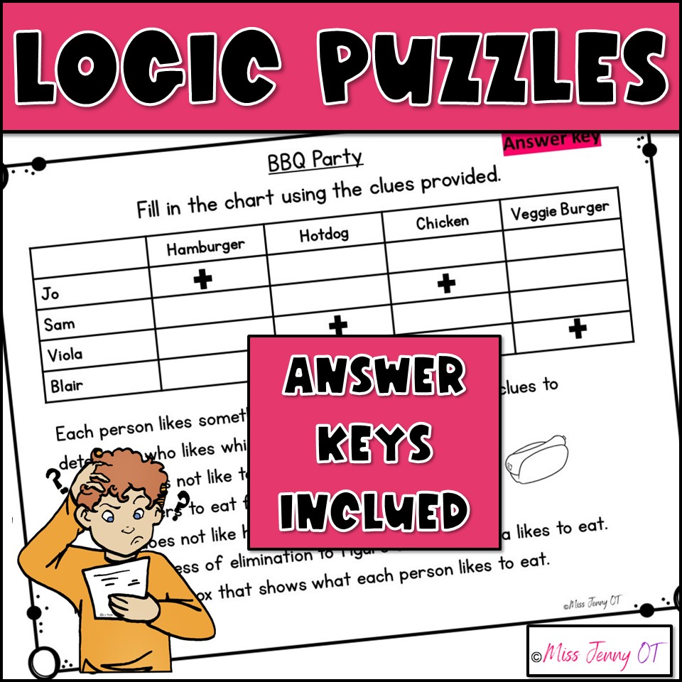 Executive Functioning Activities Logic Puzzle Worksheets for Kids ...