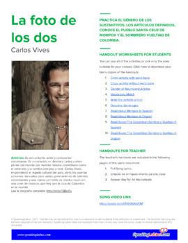 La foto de los dos by Carlos Vives - Gender of Nouns and Definite ...