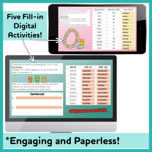 The y to i Rule - Worksheets, Games, Center, and Digital Activities ...