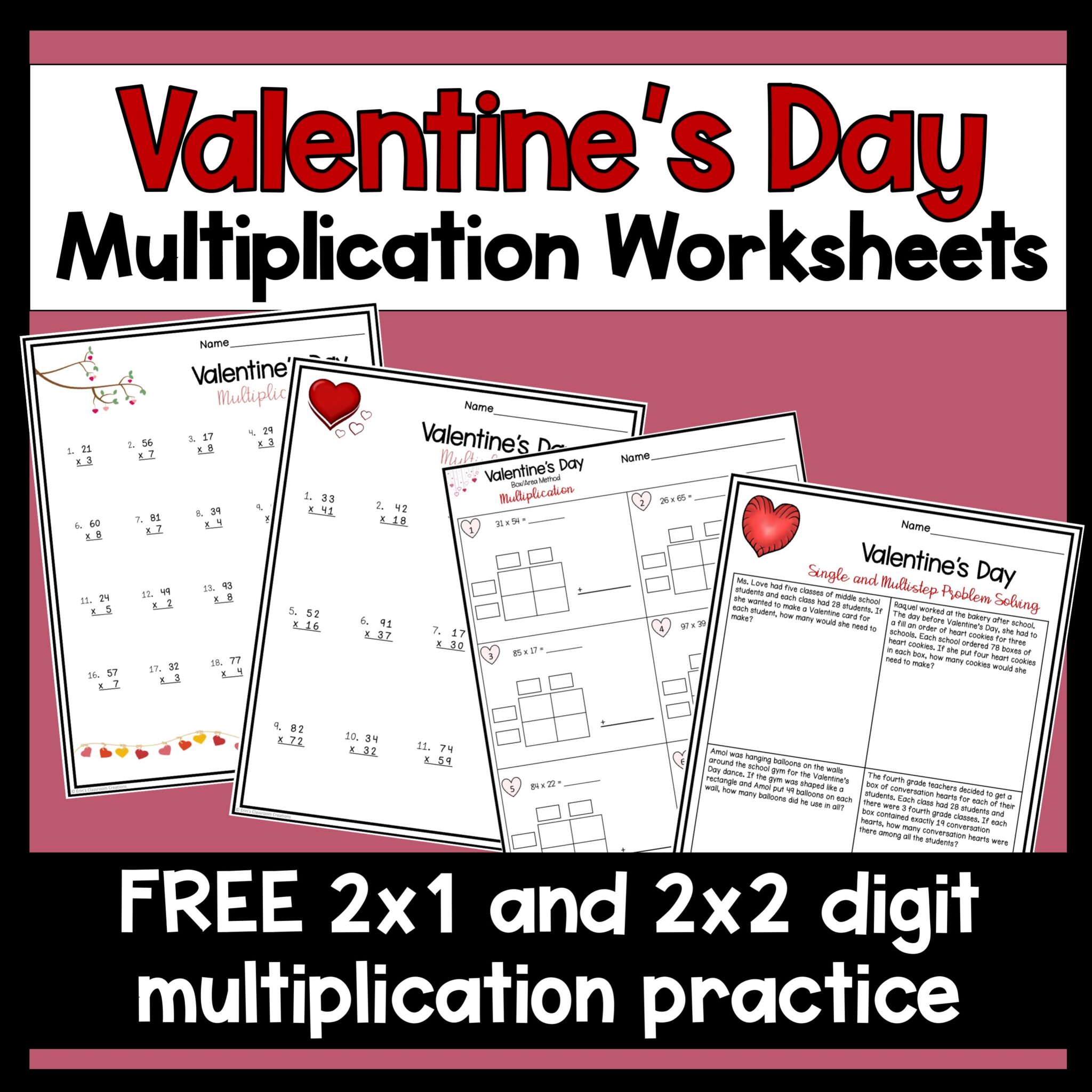Double Digit Multiplication Practice | Valentine's Day Theme | Made By ...