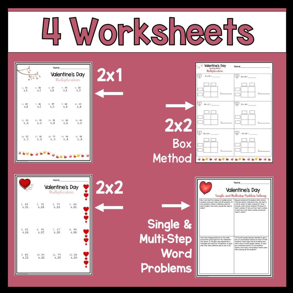 Double Digit Multiplication Practice | Valentine's Day Theme | Made By ...