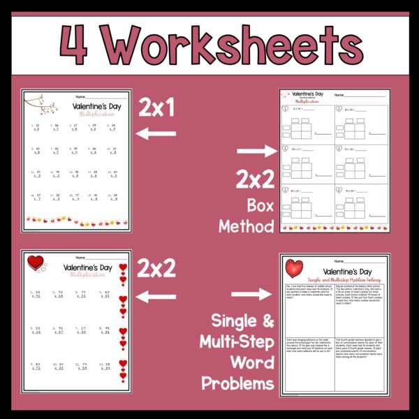 Double Digit Multiplication Practice | Valentine's Day Theme | Made By ...