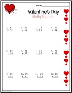 Double Digit Multiplication Practice | Valentine's Day Theme | Made By ...