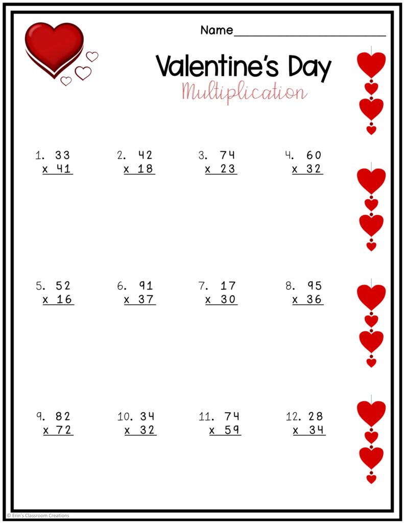 Double Digit Multiplication Practice | Valentine's Day Theme | Made By ...