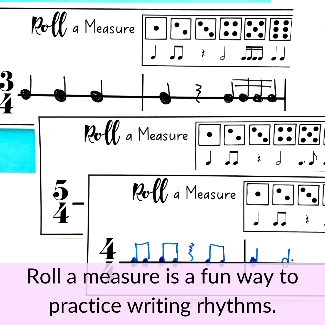 Roll a Measure Time Signature Game for Rhythm Elementary Music Centers ...