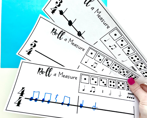 Roll a Measure Time Signature Game for Rhythm Elementary Music Centers ...