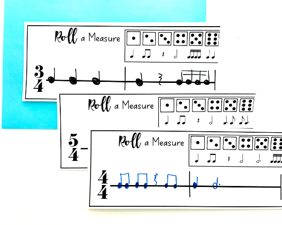 Roll a Measure Time Signature Game for Rhythm Elementary Music Centers ...