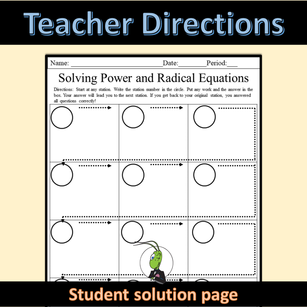 Solving Power and Radical Equations Scavenger Hunt Precalculus | Made ...