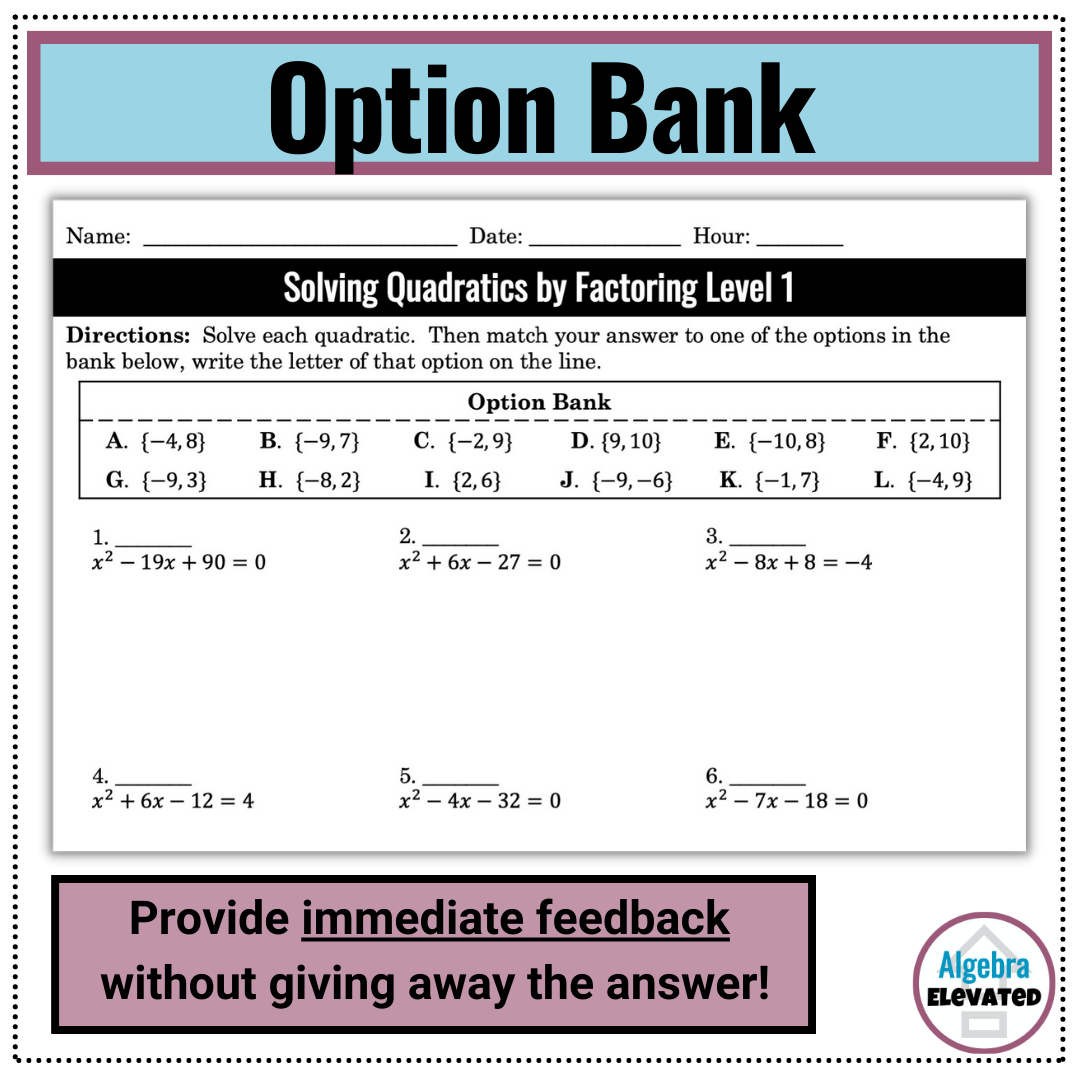 Solving Quadratic Equations by Factoring Worksheet Bundle | Made By ...