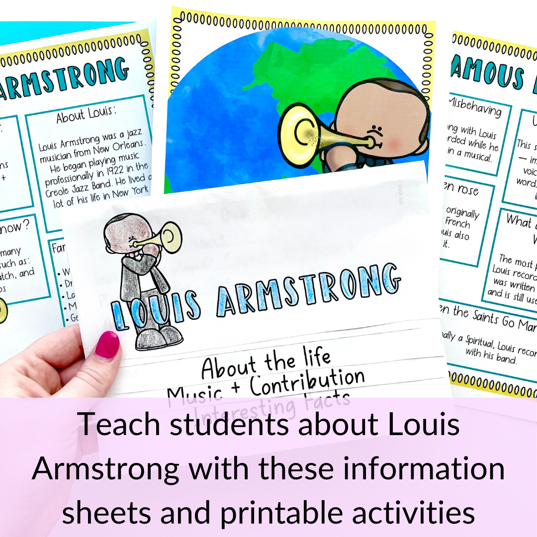 Louis Armstrong Printable Activities, Posters, Bulletin Board Set about ...