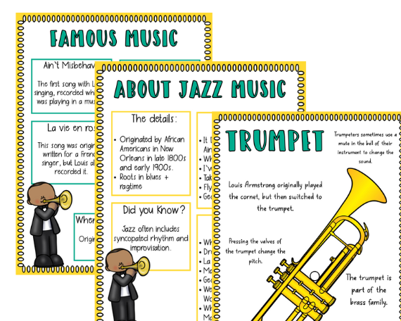 Louis Armstrong Printable Activities, Posters, Bulletin Board Set about ...