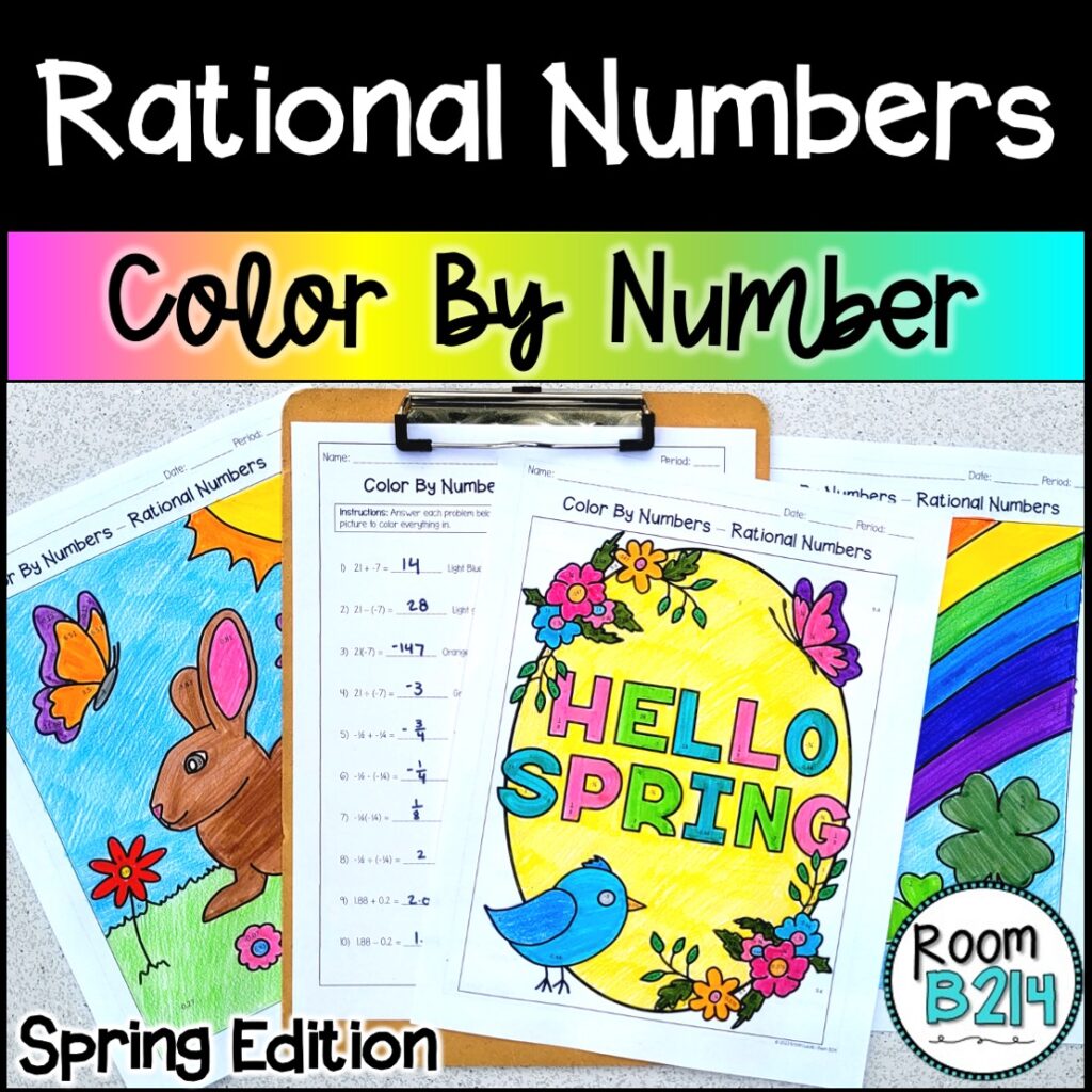 Rational Number Spring Color By Number TEKS 7.3A | Made By Teachers
