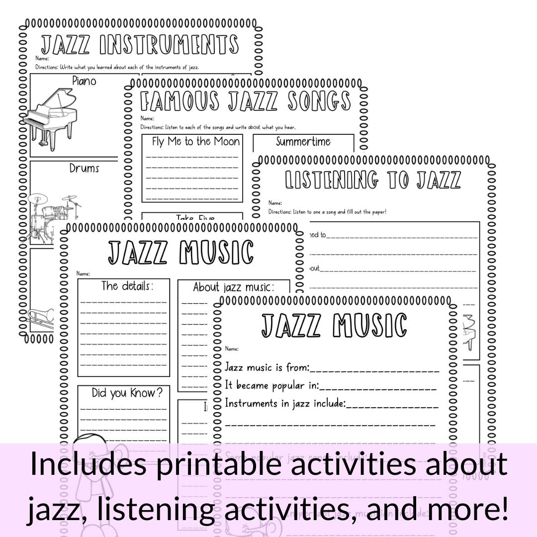 Jazz Printable Activities, Posters, Bulletin Board for Black History ...