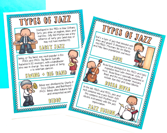 Jazz Printable Activities, Posters, Bulletin Board for Black History ...