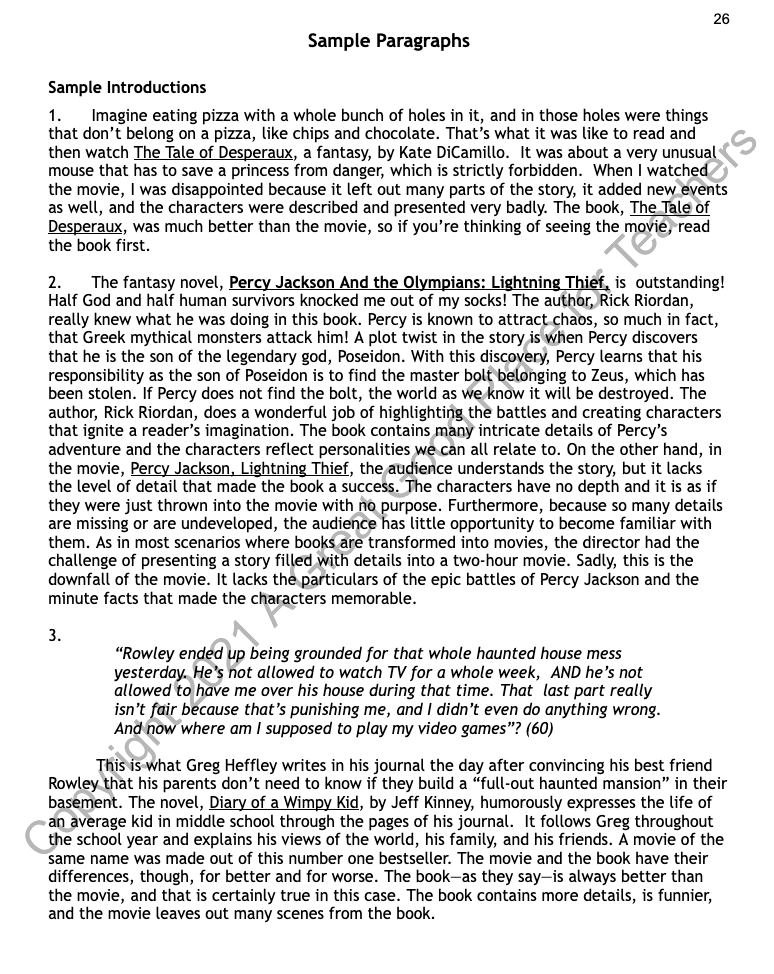 Book into Movie Project: Comparing and Contrasting | Made By Teachers